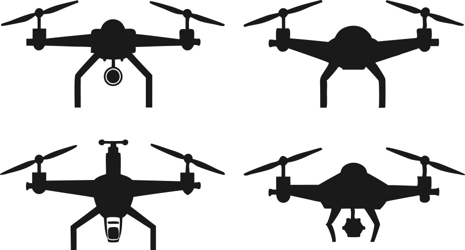 Flying drone silhouette 5 Royalty Free Vector Image