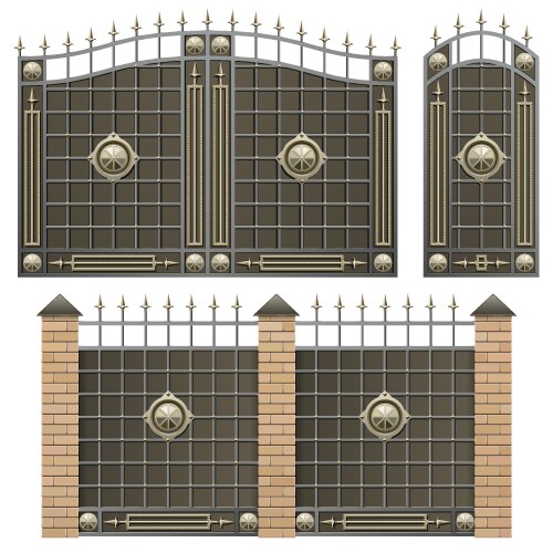 Palace fence with gate Royalty Free Vector Image