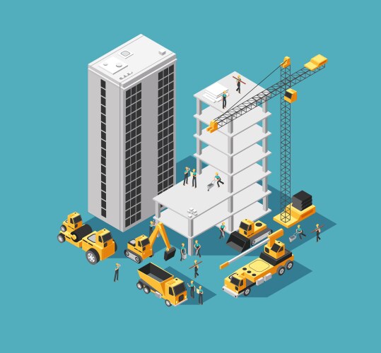 Stages of construction multistory building Vector Image