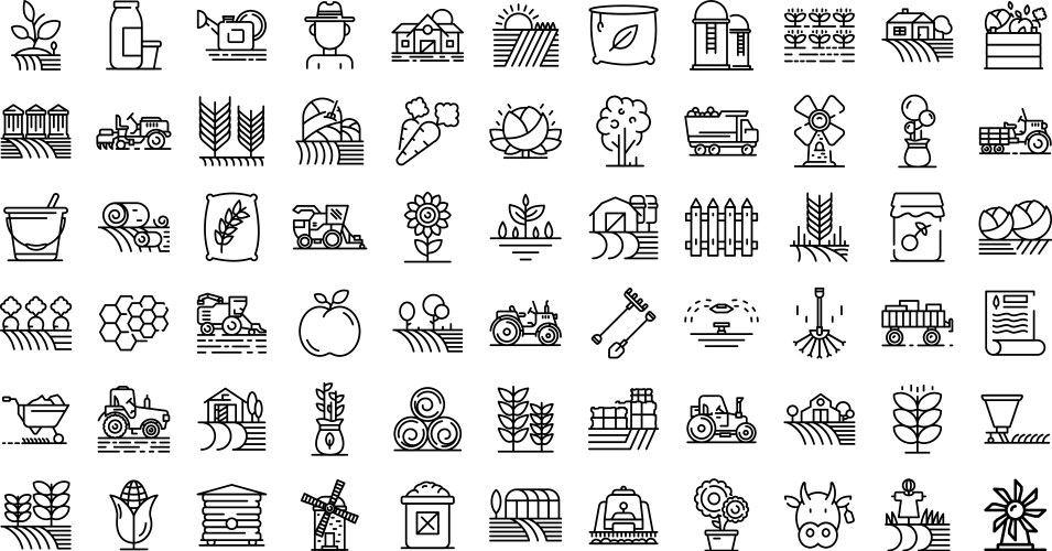 Agriculture and farming line art icons farm Vector Image