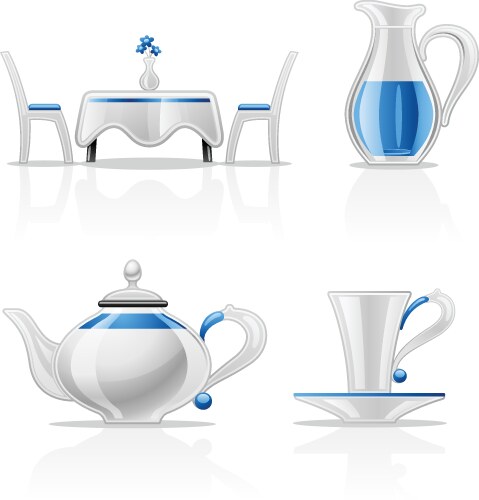 Large set household items and toys on white Vector Image