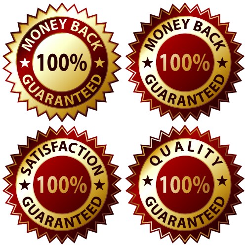 100 satisfaction guaranteed golden medal label Vector Image