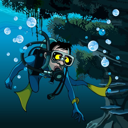 Scuba diver cartoon Royalty Free Vector Image - VectorStock