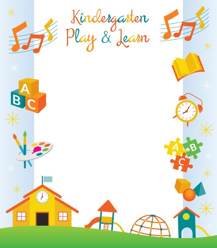 Kindergarten preschool kids border and frame Vector Image