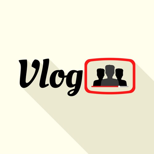 Modern vlog logo flat style Royalty Free Vector Image