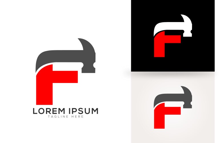 O letter hammer logo design construction template Vector Image