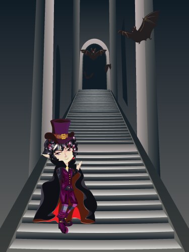 Gothic stairs interior8 Royalty Free Vector Image