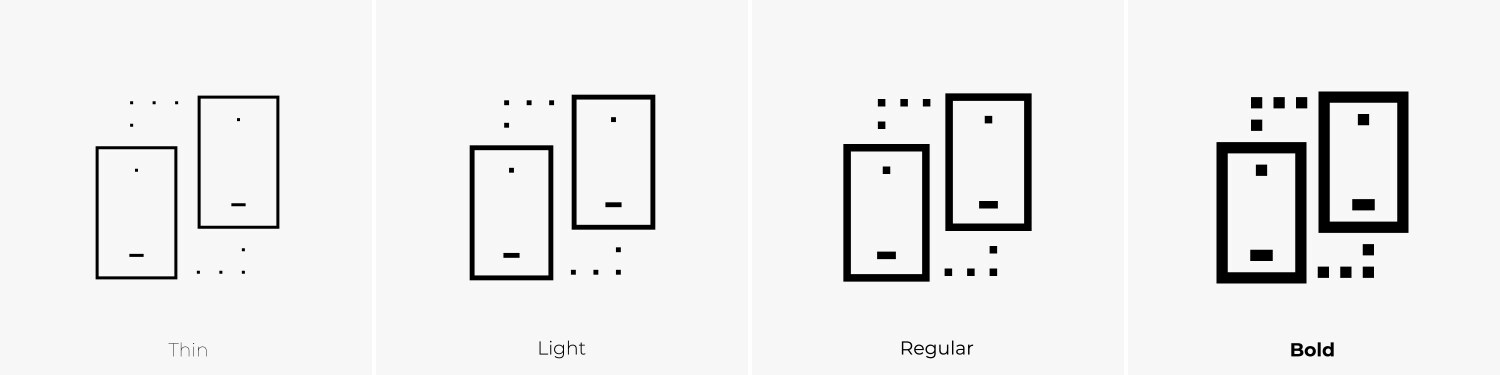 Data transfer icon thin light regular and bold Vector Image