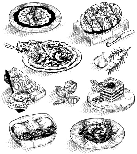 Hand drawn food sketch Royalty Free Vector Image