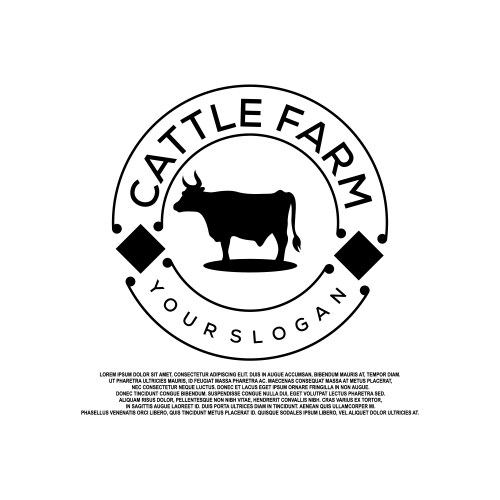 Cow silhouette icon logo design Royalty Free Vector Image