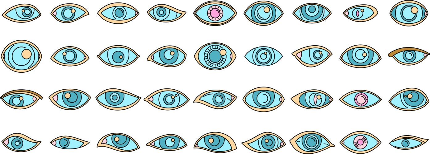 Face identification icons set color Royalty Free Vector