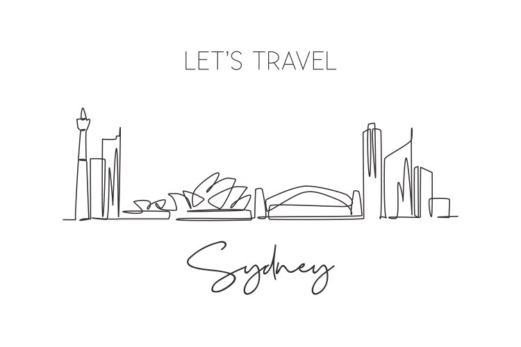 Single continuous line drawing sydney harbour Vector Image