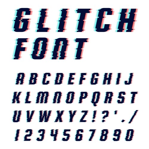 Glitch font isolated abstract symbols Royalty Free Vector