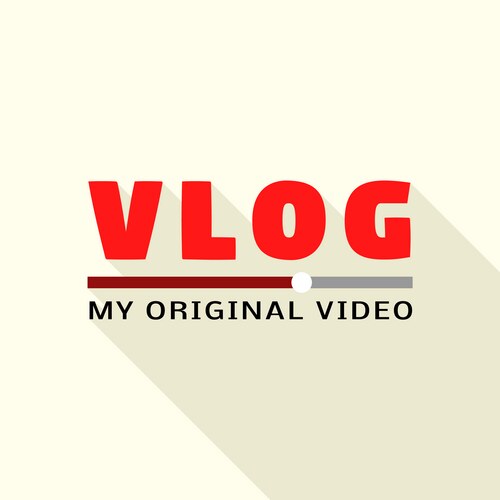 Modern vlog logo flat style Royalty Free Vector Image