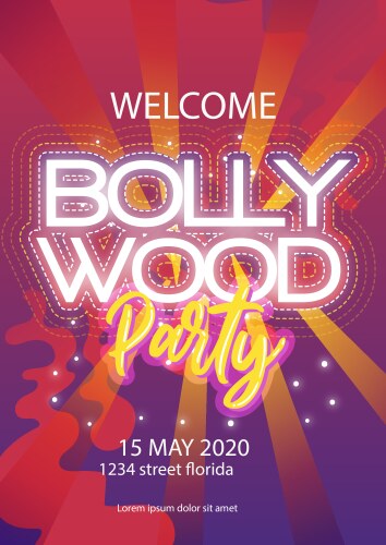Bollywood party poster template Royalty Free Vector Image