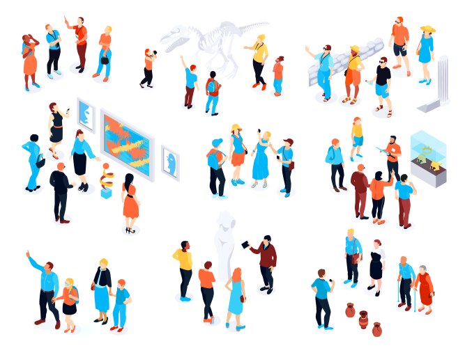 Museum isometric infographics Royalty Free Vector Image