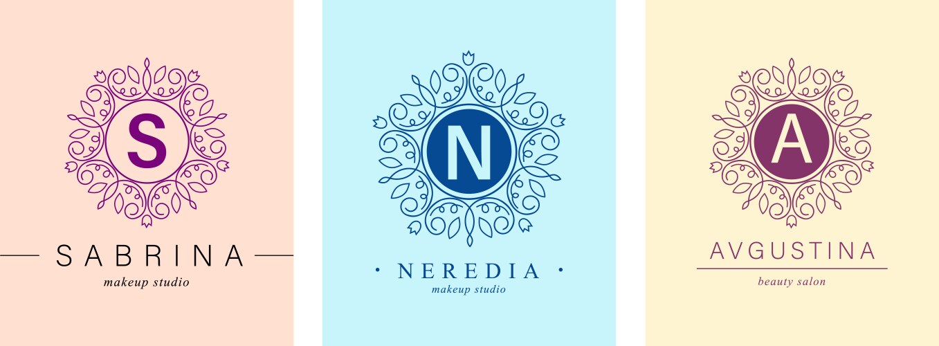 Botanical logos monogram with organic plant Vector Image