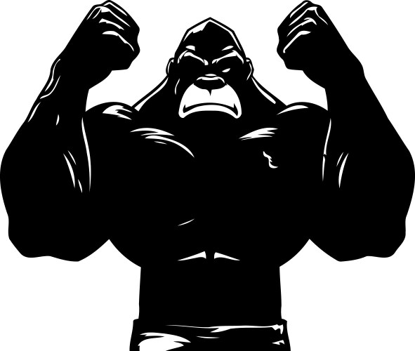 A strong gorilla flexing his muscles and biceps Vector Image