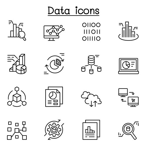 Process data analysis icon set in thin line style Vector Image