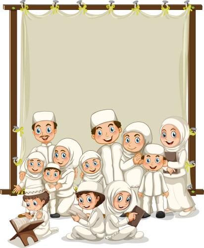 Border design with muslim couple Royalty Free Vector Image