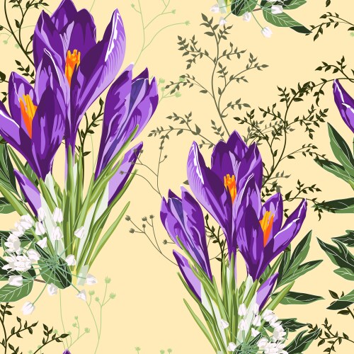 Spring flowers crocus natural background Vector Image