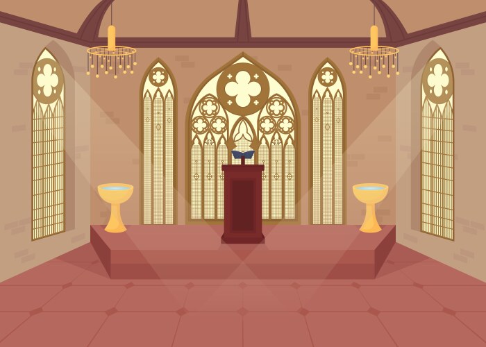 Cartoon mosque view from inside Royalty Free Vector Image