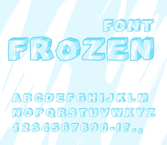 Ice font cold letters transparent blue alphabet Vector Image