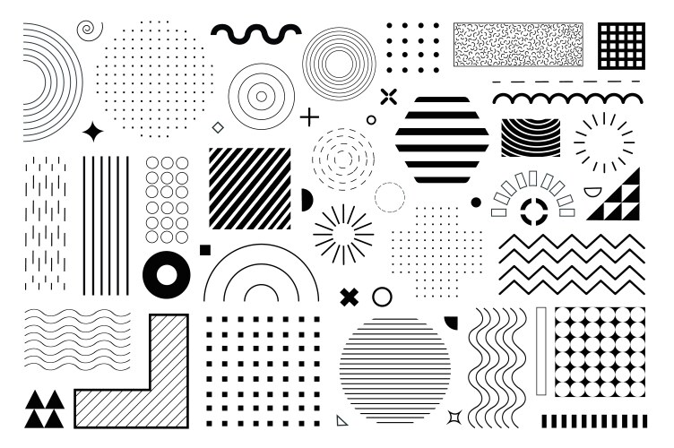 Geometric shapes outline set Royalty Free Vector Image