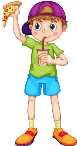 Boy eating pizza Royalty Free Vector Image - VectorStock