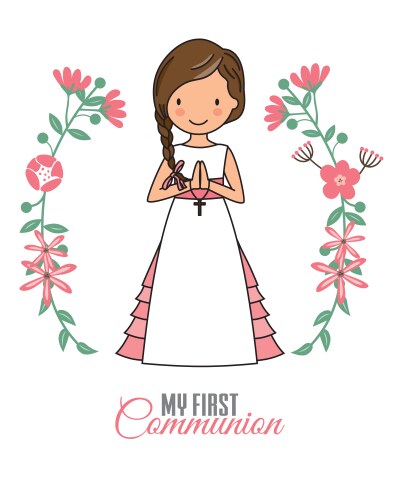 First holy communion cute little girl Royalty Free Vector