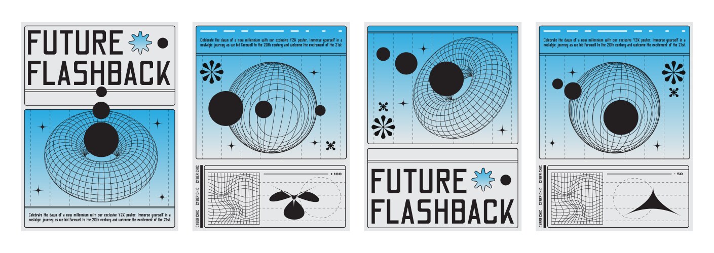 Y2k aesthetic science banners Royalty Free Vector Image