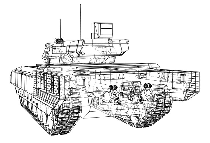 Blueprint of realistic tank Royalty Free Vector Image