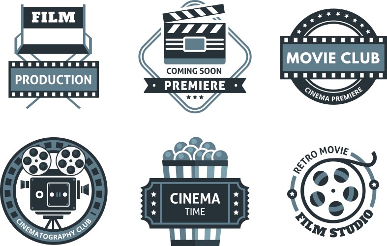 Monochrome cinema emblems Royalty Free Vector Image