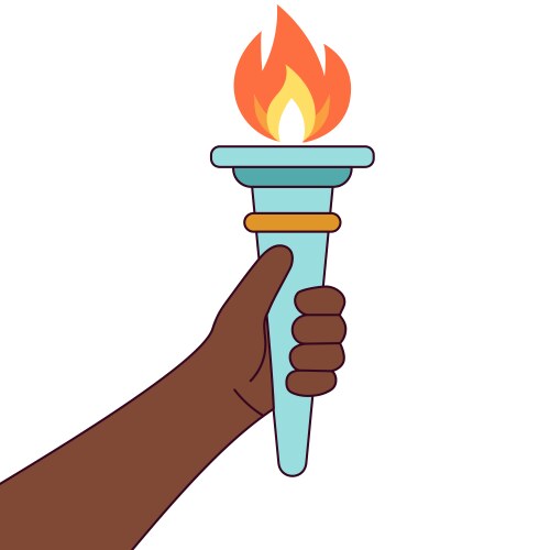 Hand holding torch with flaming fire Royalty Free Vector