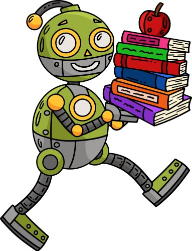 Robot with a hat cartoon colored clipart Vector Image