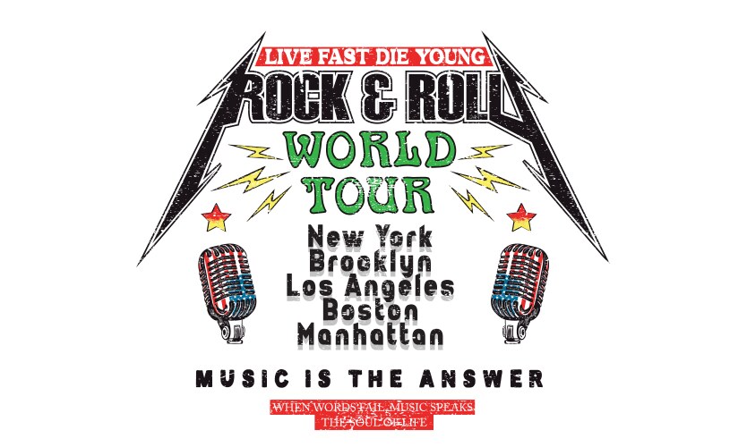 Rock and roll world tour artwork Royalty Free Vector Image