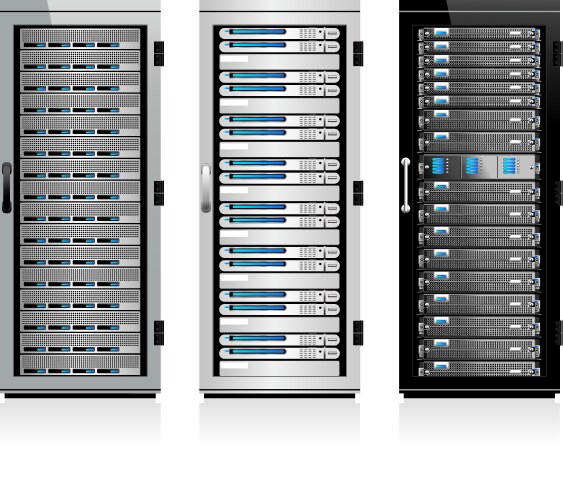 Two black server racks realistic Royalty Free Vector Image