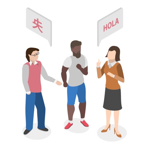 Foreign language online flat isometric Royalty Free Vector