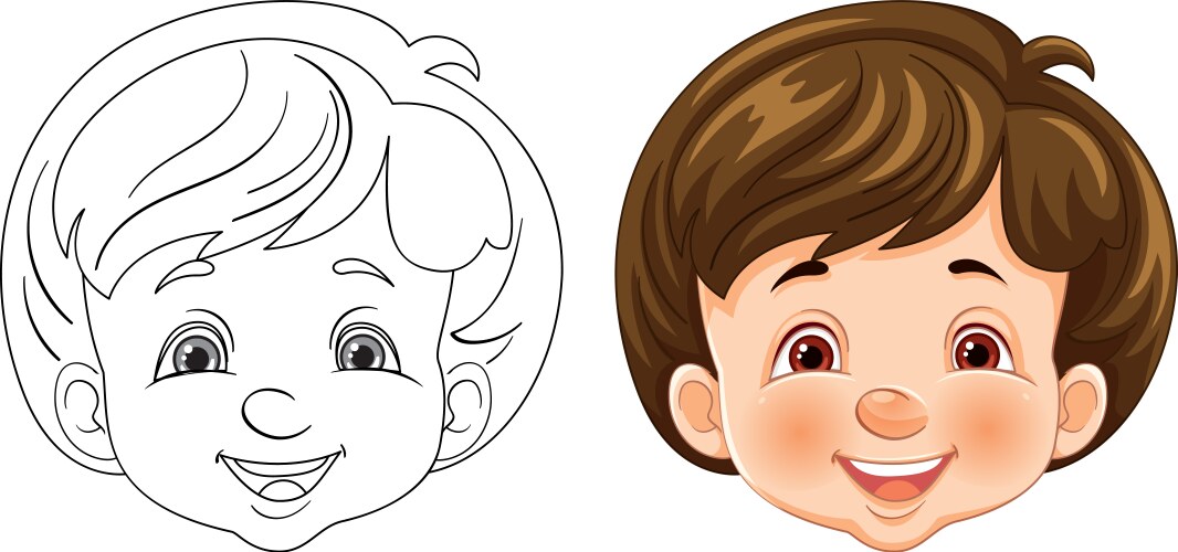 Four cartoon faces showing different expressions Vector Image