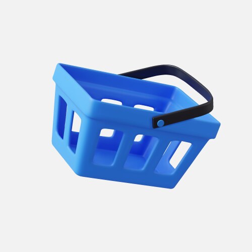 Set of 3d blue realistic shopping cart Royalty Free Vector