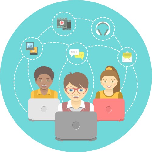 Kids and social networking Royalty Free Vector Image