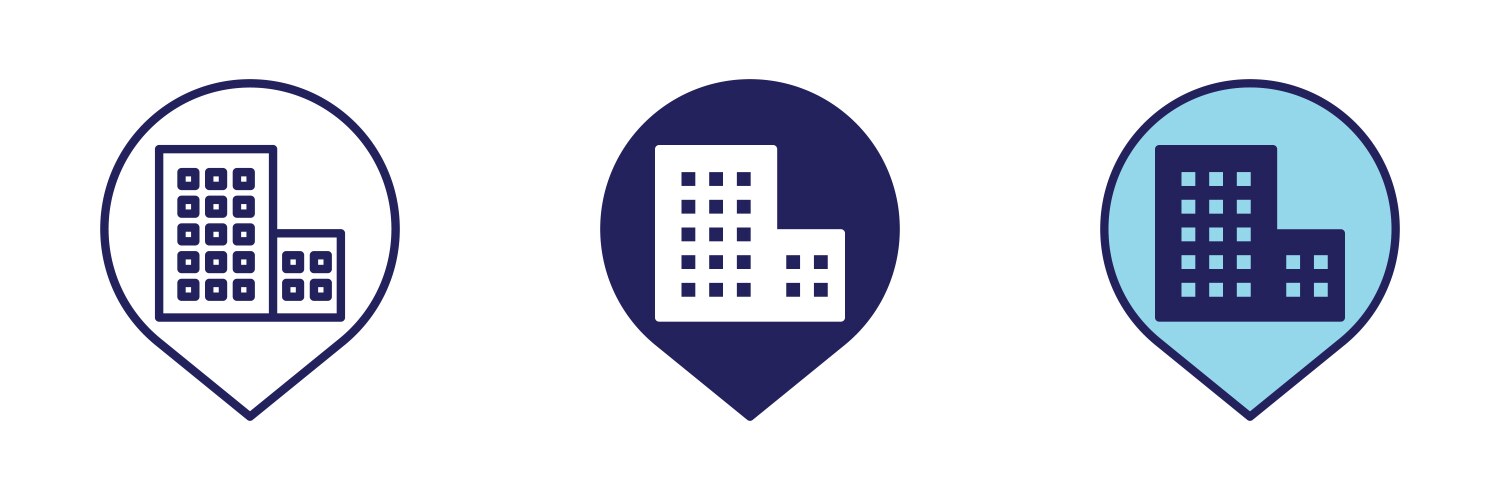 Government and court buildings pin icon Royalty Free Vector