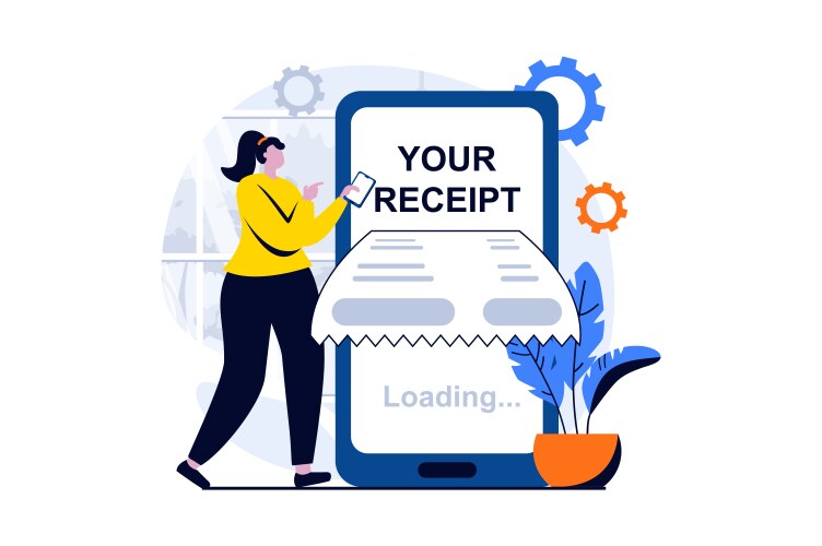 Electronic receipt concept with people scene Vector Image