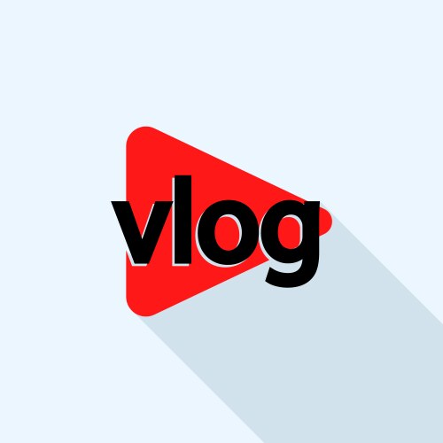 Modern vlog logo flat style Royalty Free Vector Image