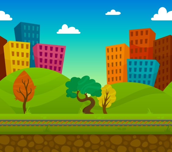 Game 2d park landscape Royalty Free Vector Image