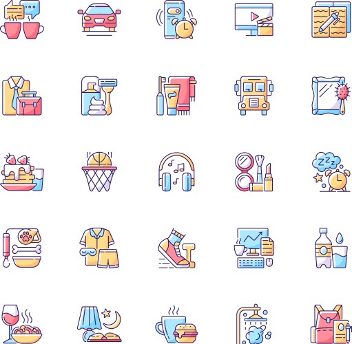 Cartoon kid daily routine activities set Vector Image