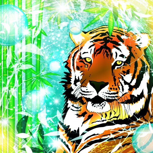 Tiger nature frame border Royalty Free Vector Image