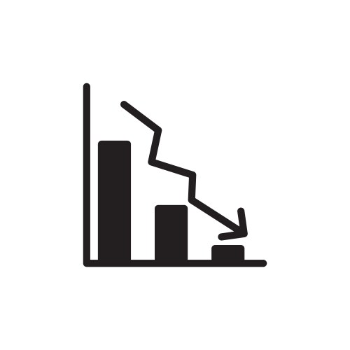 Reduction chart icon set downward graph symbol Vector Image