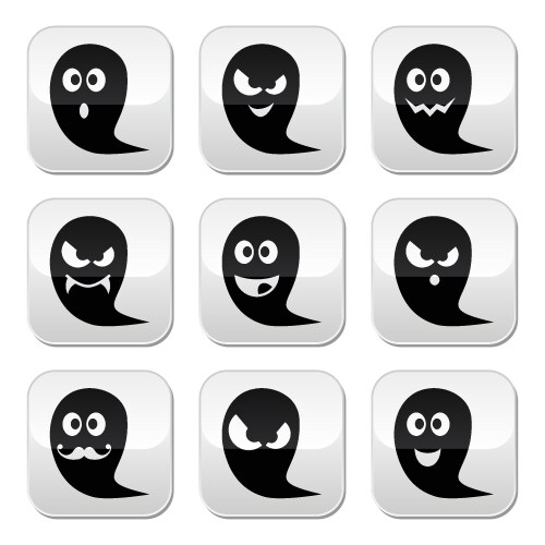 Scary ghosts design halloween characters icons Vector Image