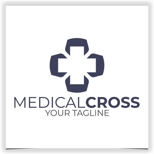 Blue round logo with a cross design template Vector Image